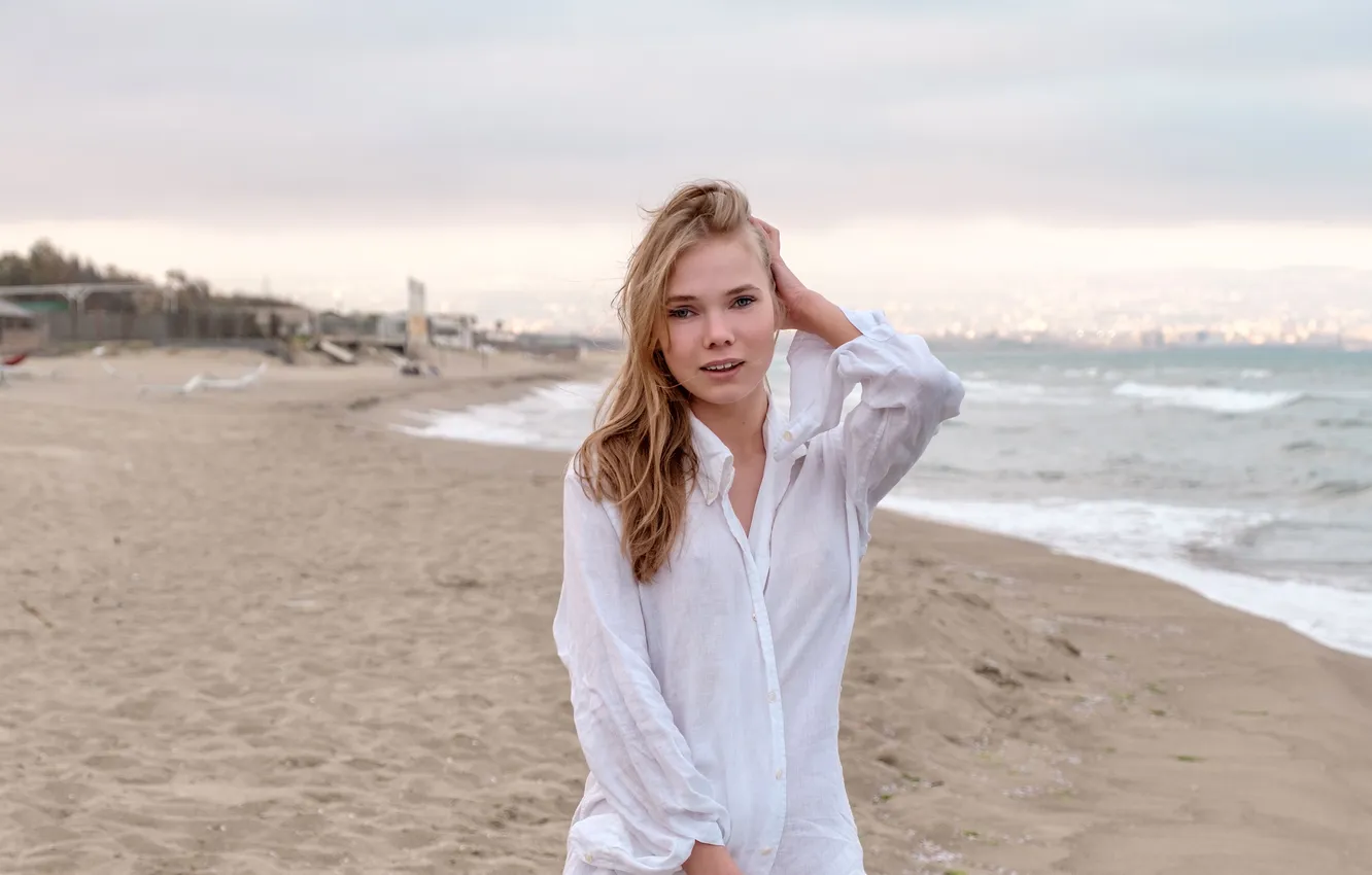 Wallpaper waves, beach, long hair, ocean, model, sand, gorgeous, posing for mobile and desktop ...