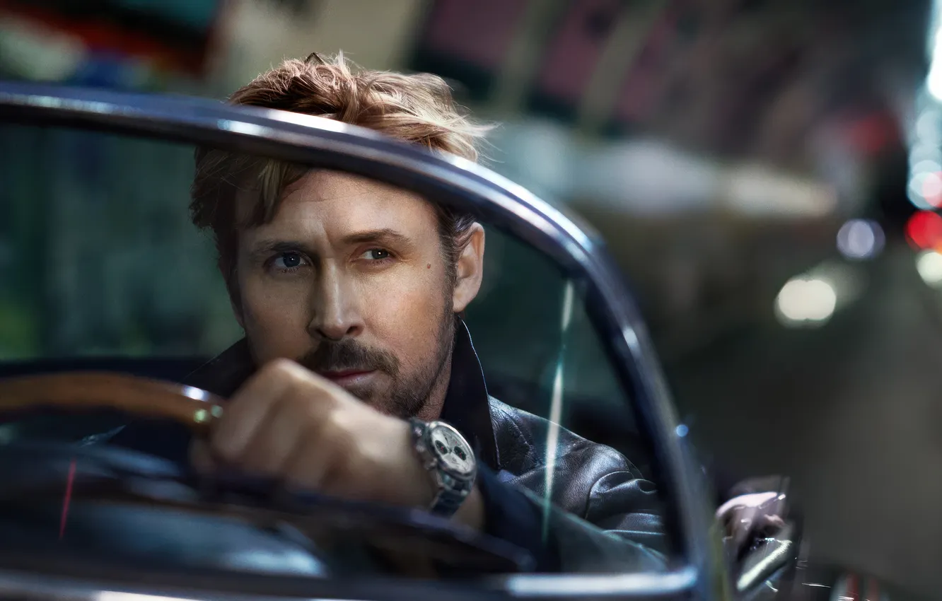 Wallpaper look, pose, watch, actor, driving, in the car, Ryan Gosling ...