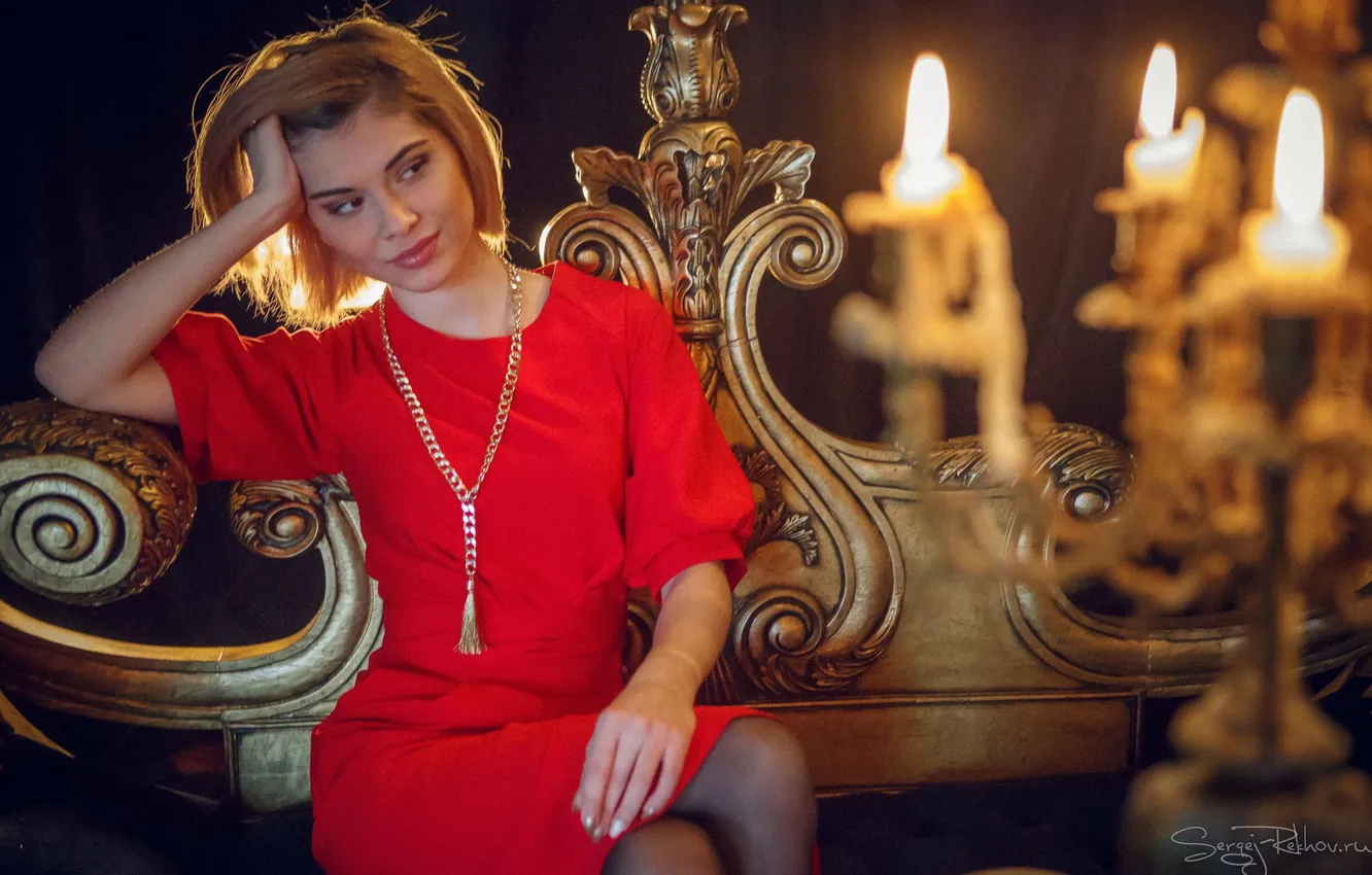 Wallpaper candles, in red, Julia, Sergey Rehob for mobile and desktop, section девушки ...