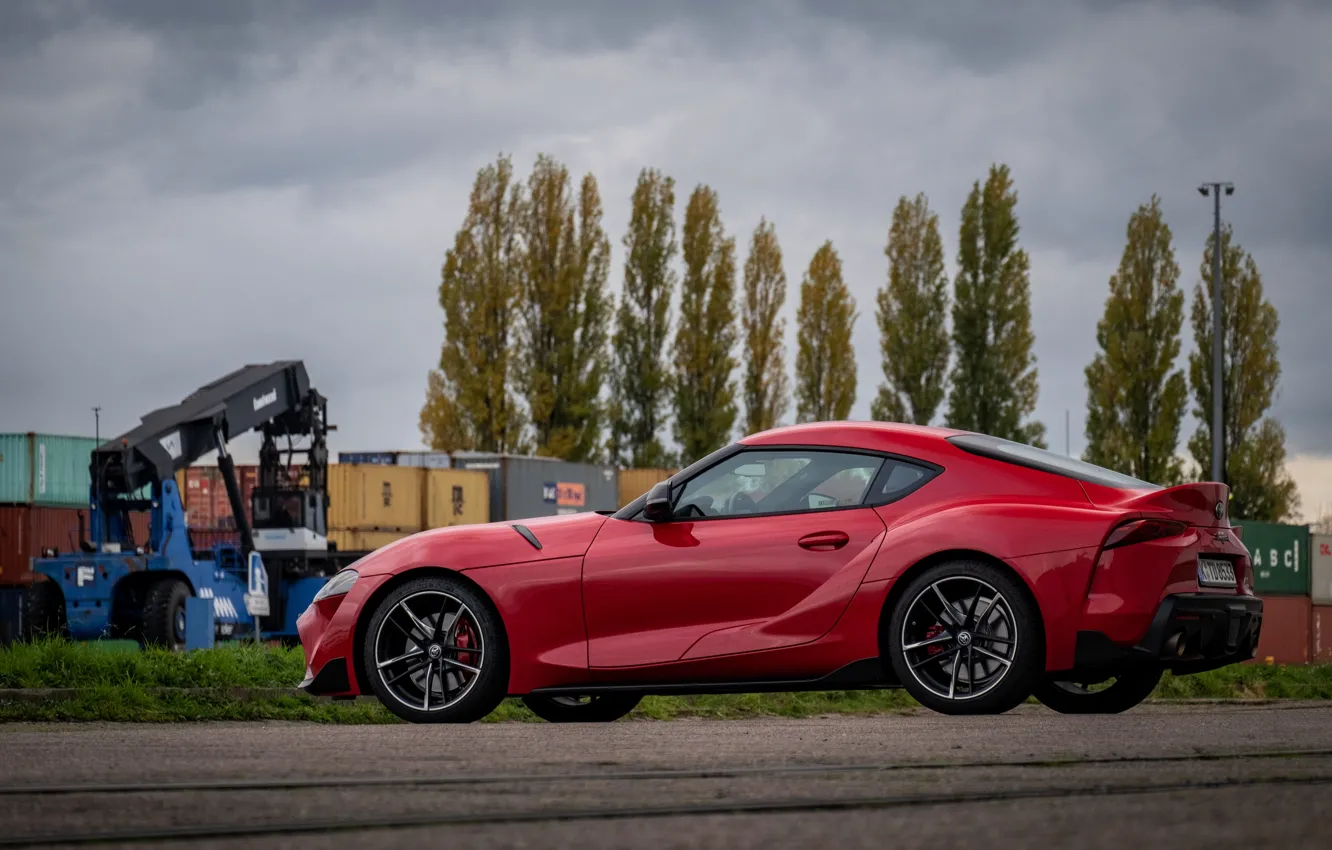 Wallpaper red, coupe, Toyota, side view, Supra, the fifth generation ...