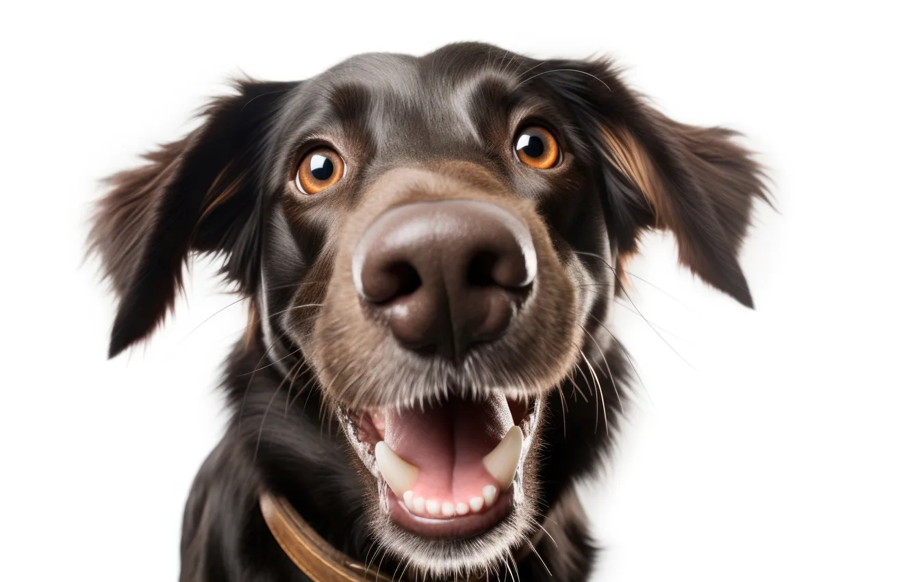 Wallpaper look, face, dog, nose, fangs, Labrador, light background ...