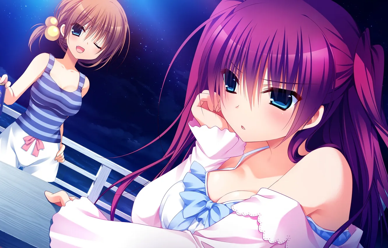 Wallpaper joy, night, girls, drink, dissatisfaction, art, nanaca mai, innocent girl for mobile ...