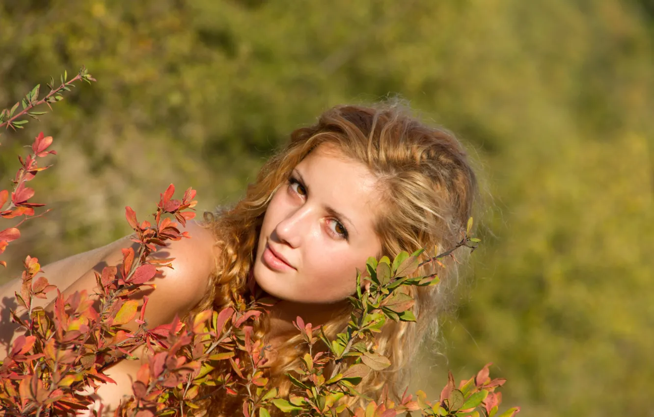 Wallpaper Girl Grass Long Hair Trees Nature Smile Beautiful