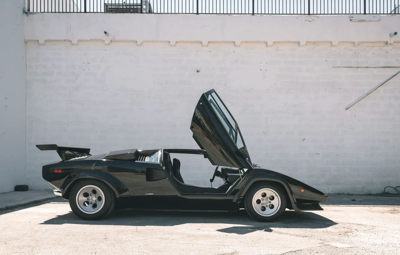 Wallpaper Black, Lamborghini Countach, Sportcar, Side view for mobile ...