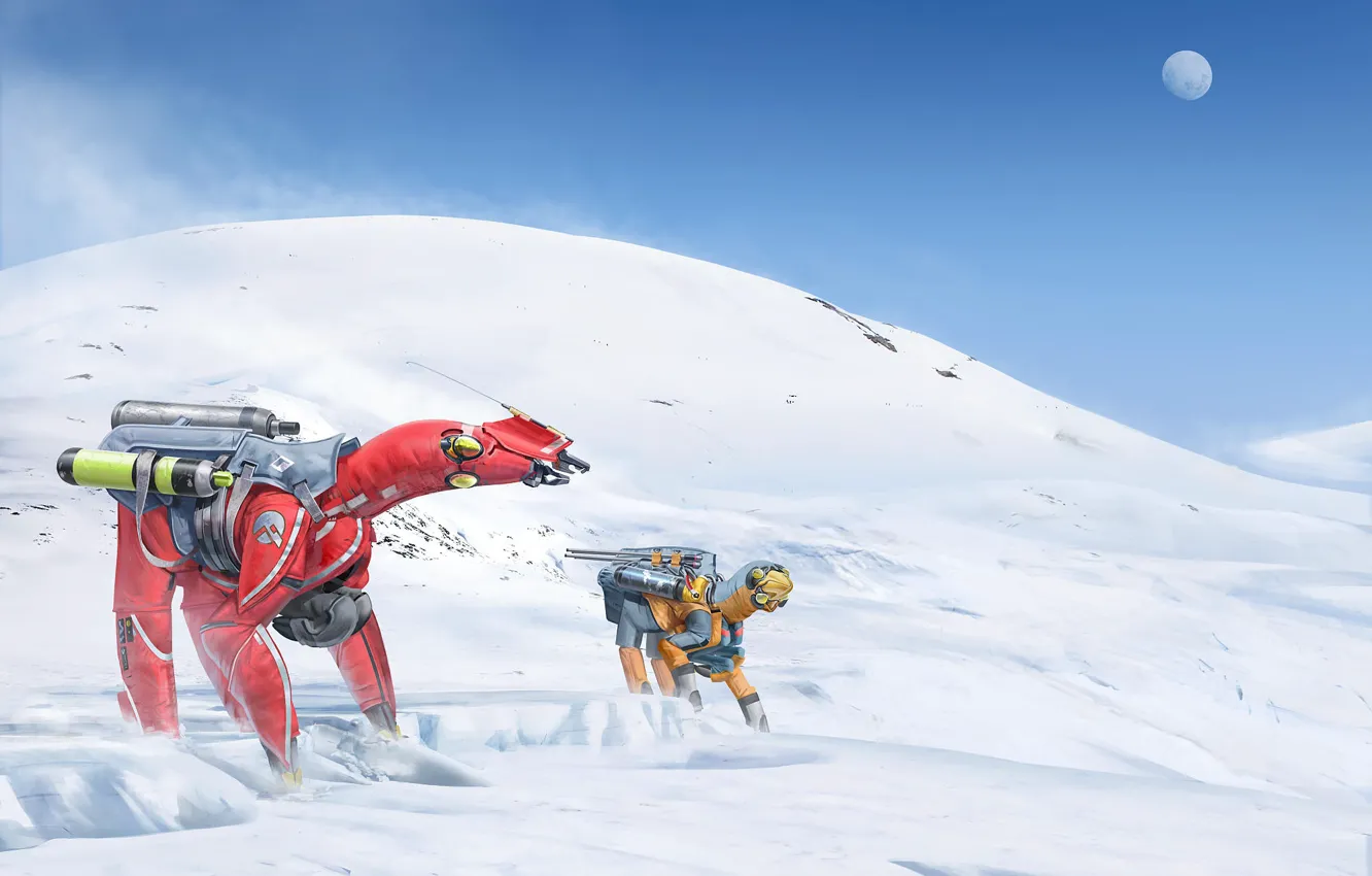 Wallpaper Winter, Snow, The moon, Art, Satellite, Alien, Snow, Fiction ...