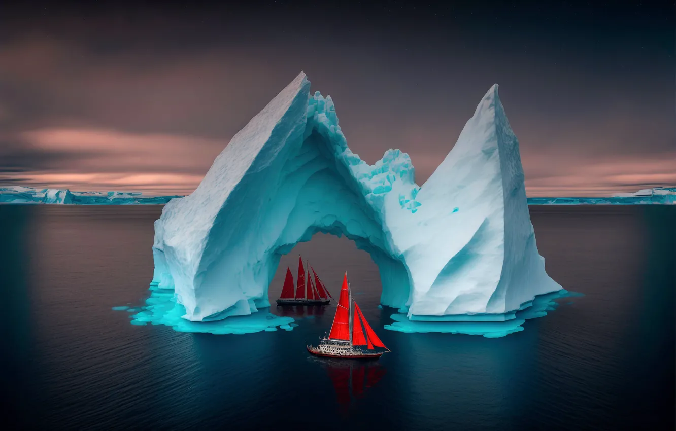 Wallpaper sea, ships, Aisberg for mobile and desktop, section пейзажи ...