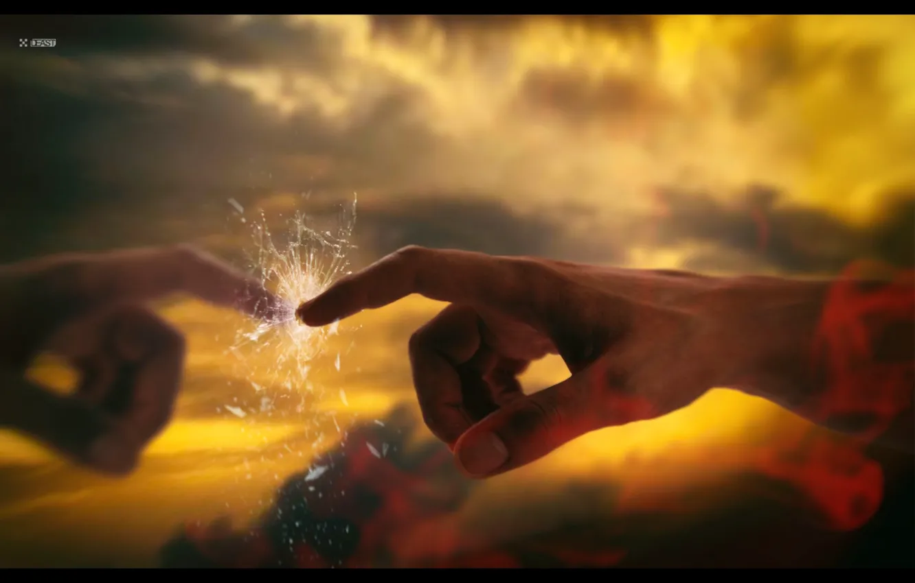 Wallpaper the sky, glass, space, clouds, nature, fragments, people ...