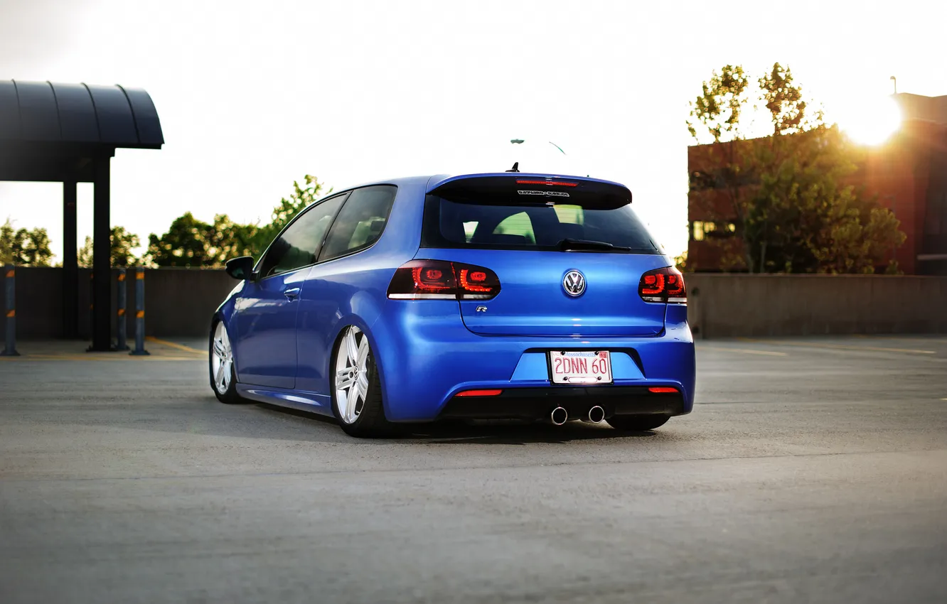 Wallpaper blue, tuning, Volkswagen, side, Golf, golf, low for mobile ...