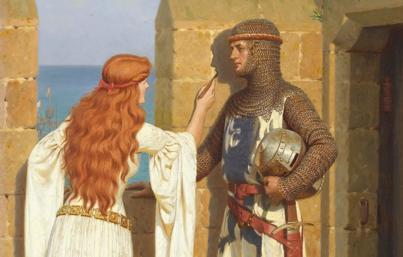 Wallpaper love, castle, wall, figure, picture, armor, Shadow, wall for ...