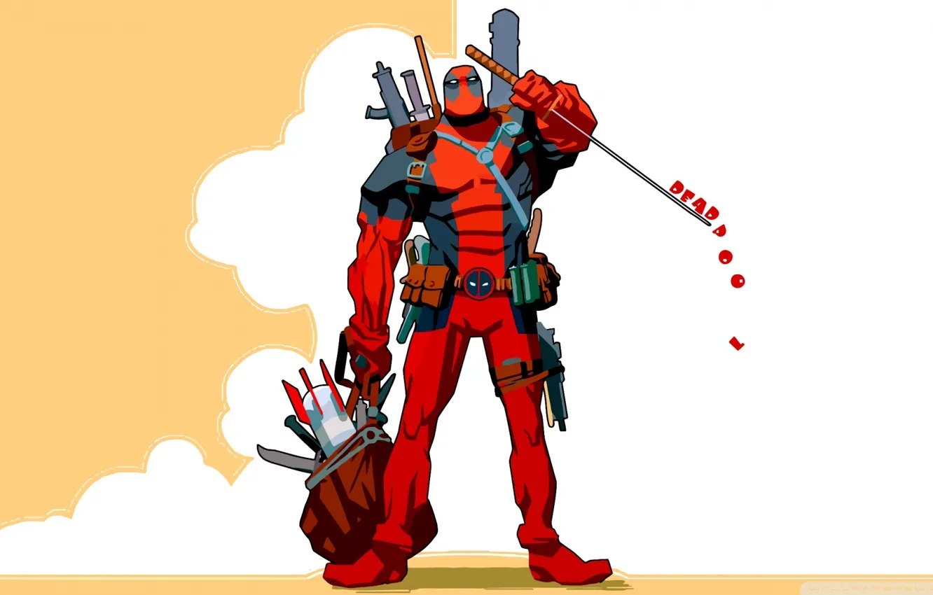 Wallpaper weapons, the inscription, katana, bag, Deadpool for mobile ...