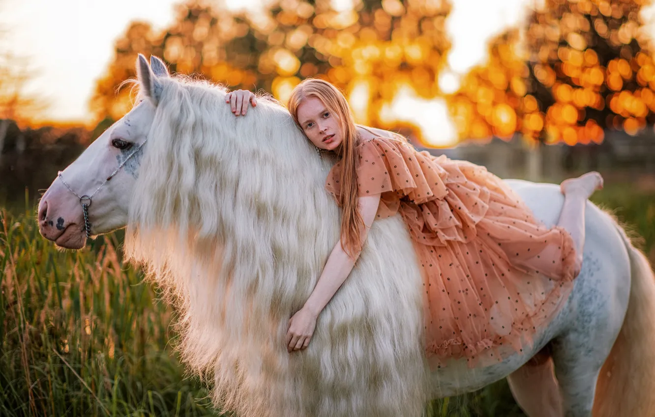 Wallpaper LOOK, NATURE, HORSE, MANE, SUNDRESS, Model Anastasia ...