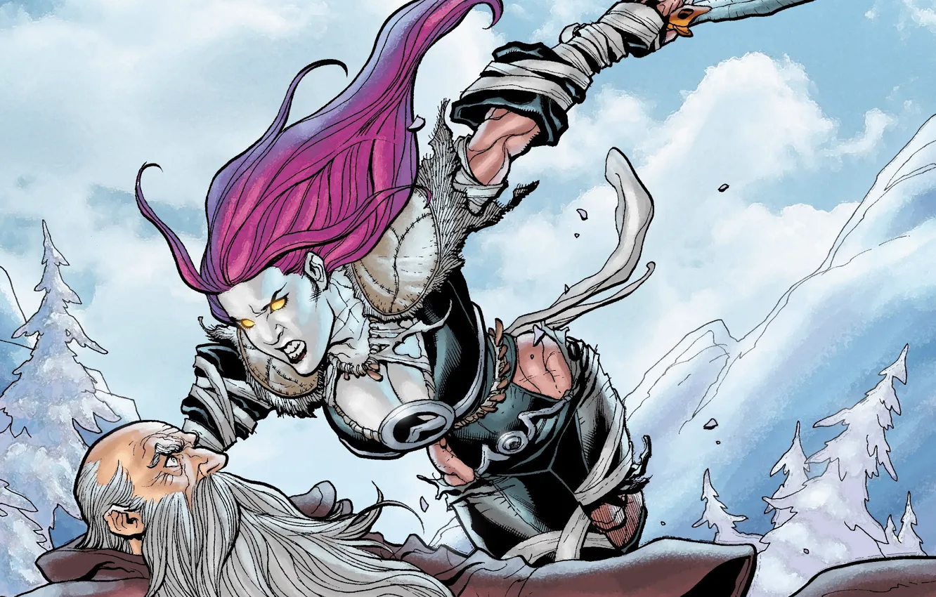 Wallpaper girl, snow, map, ate, art, attack, the old man, WoW for ...