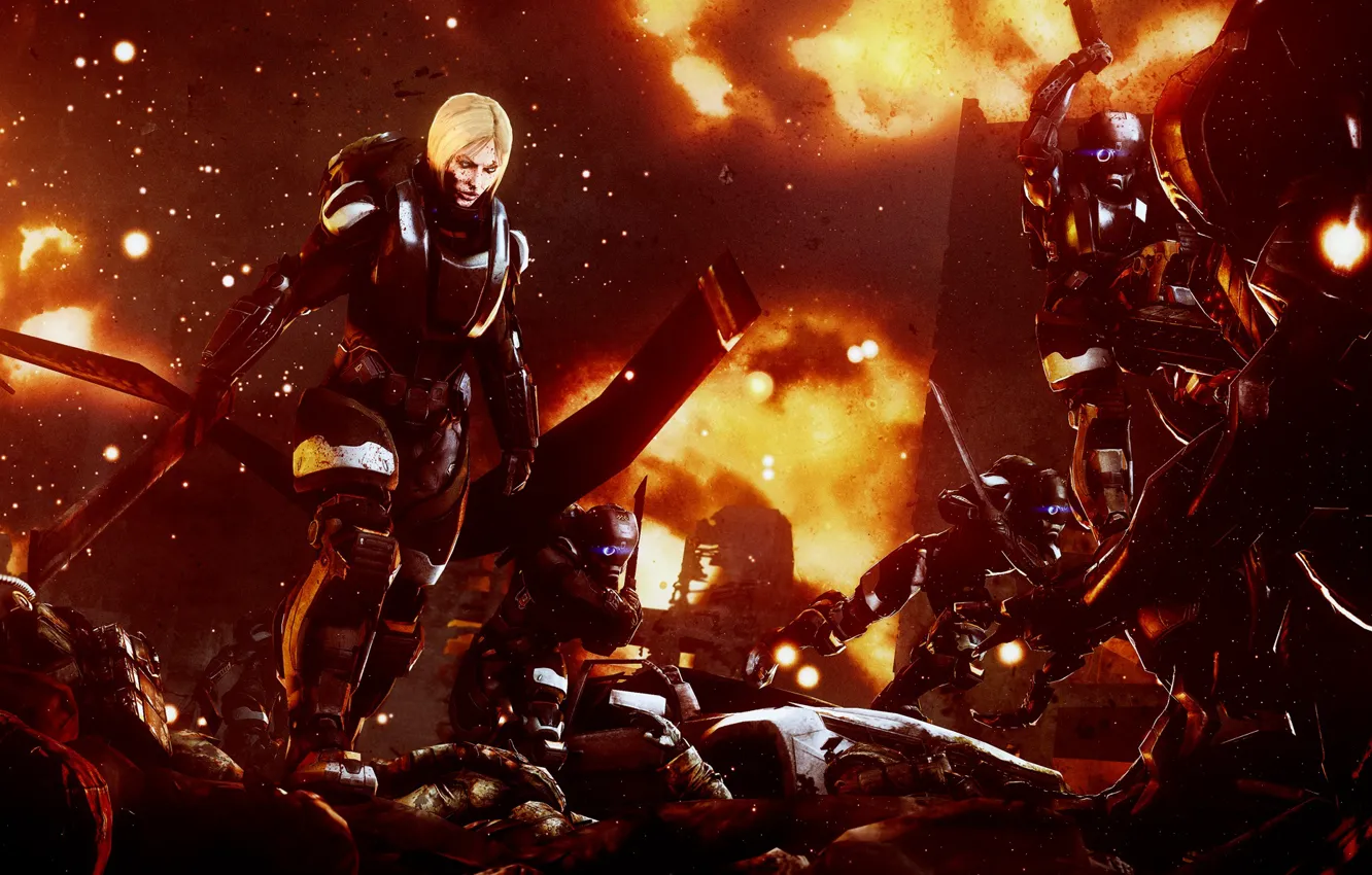 Wallpaper the explosion, death, rendering, war, woman, soldiers ...