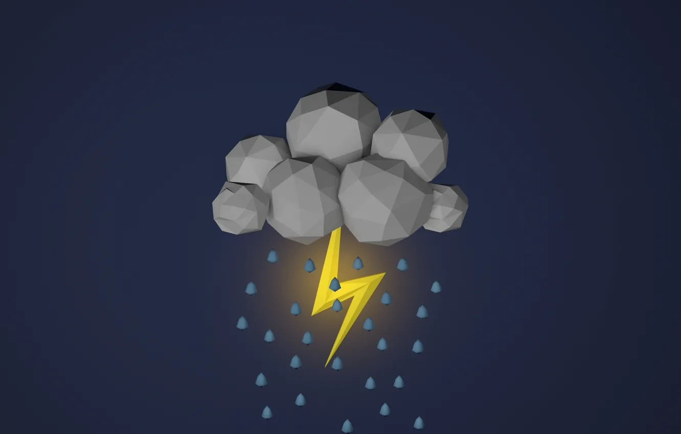 Wallpaper lightning, cloud, clouds, polygon for mobile and desktop ...