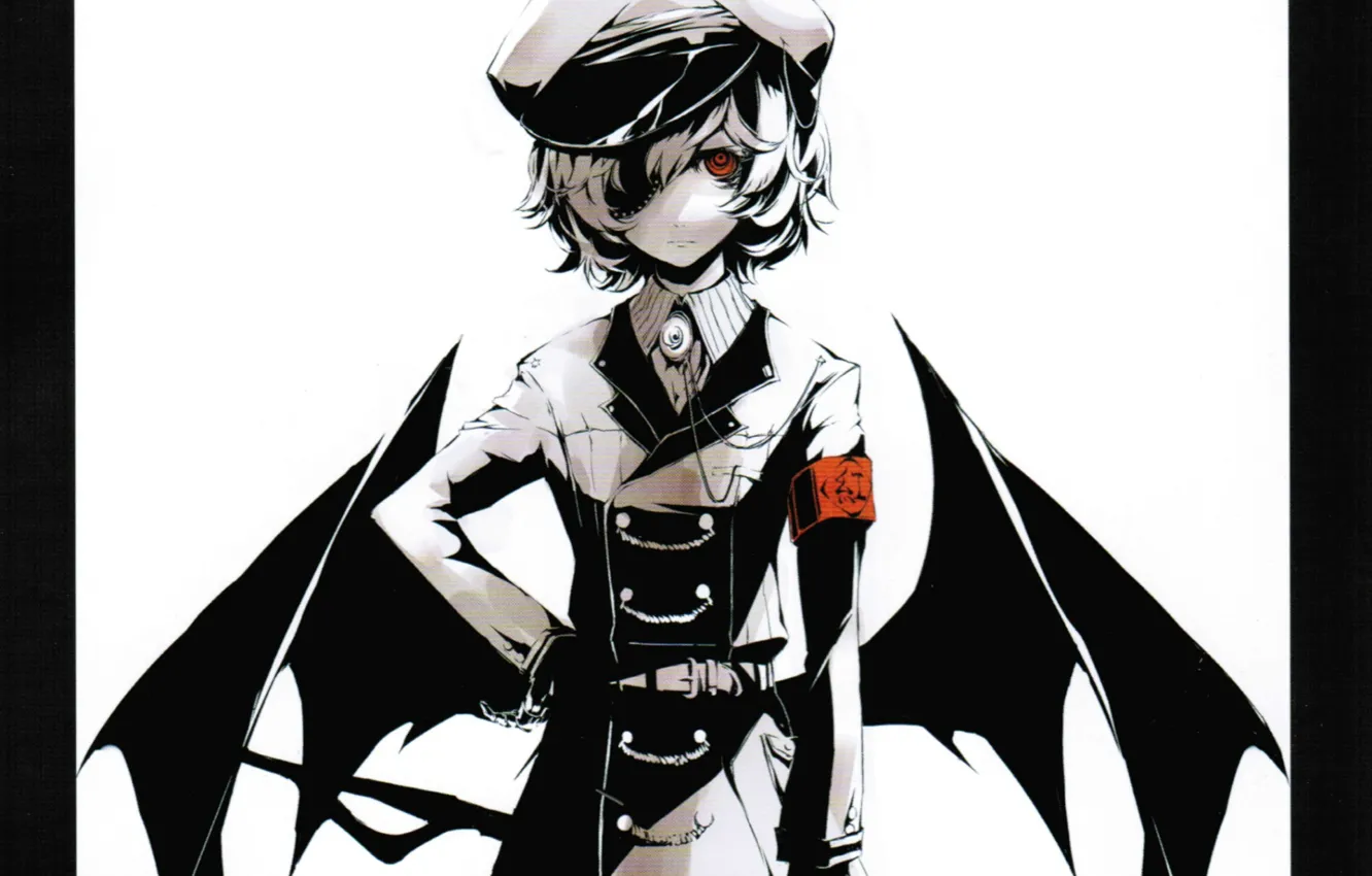 Wallpaper red eyes, cap, touhou, military uniform, eye patch, vampire ...