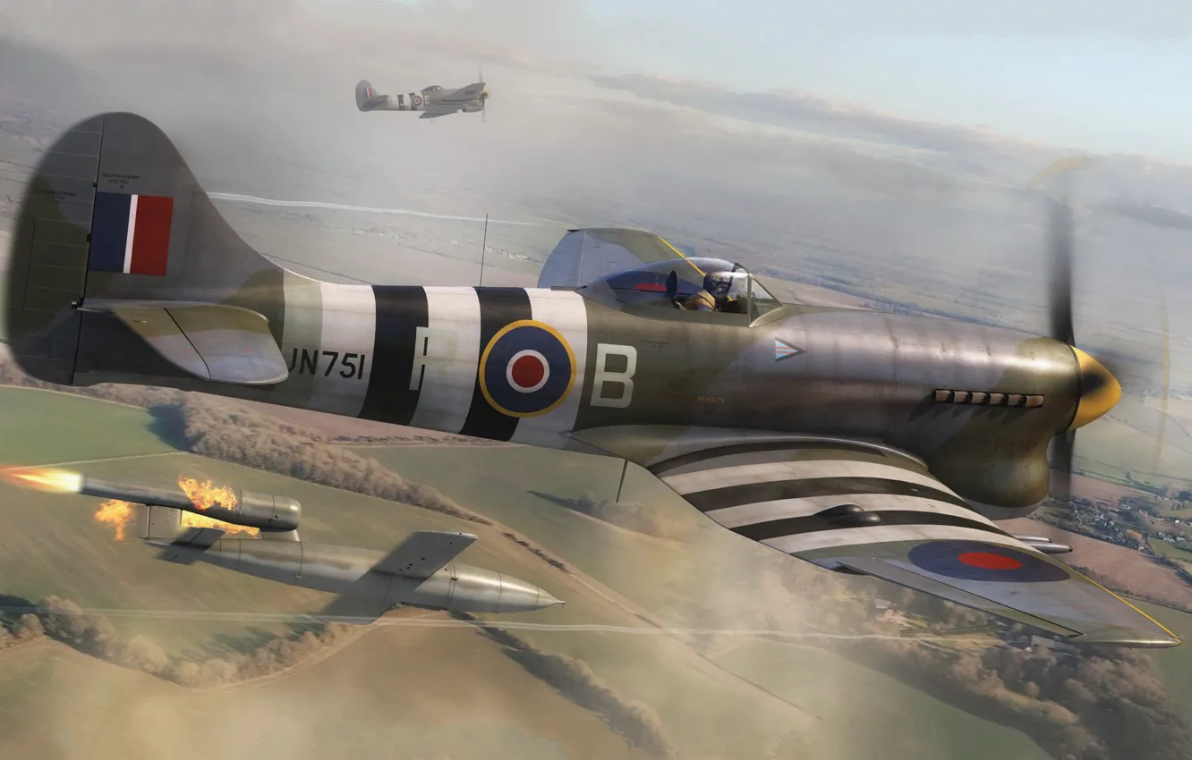 Wallpaper fighter, UK, The Hawker Tempest, Raf, Adam Tooby, Tempest Mk ...