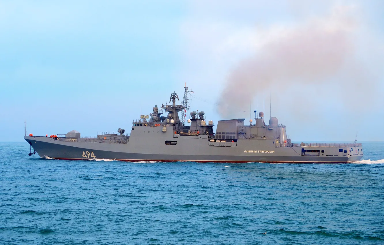 Wallpaper the black sea, frigate, the project 11356, Admiral ...