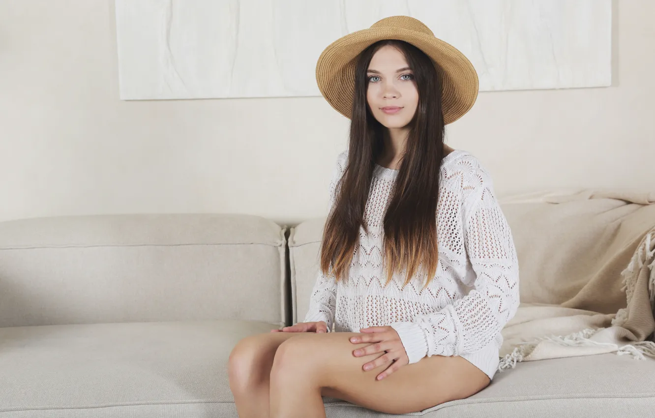 Wallpaper long hair, hat, model, brunette, gorgeous, photoshoot, posing ...