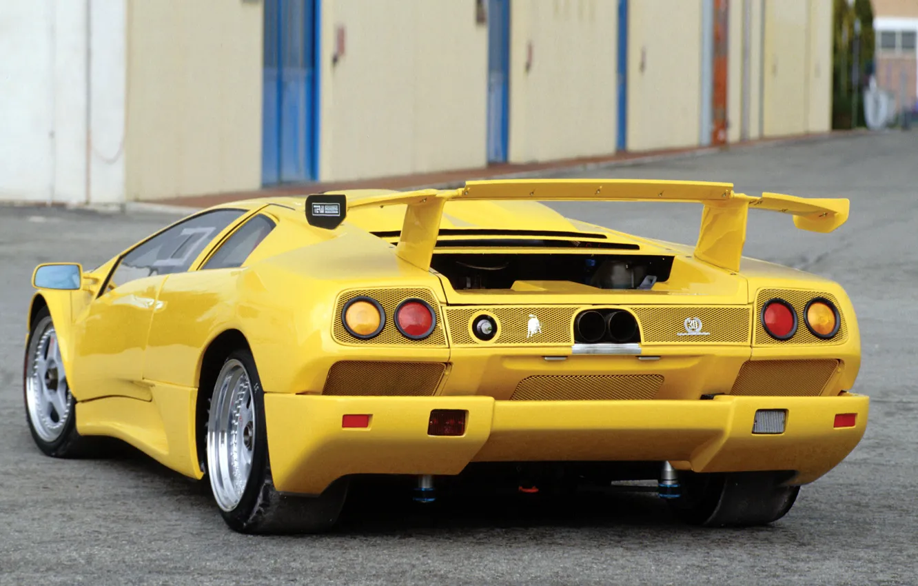 Wallpaper the building, Lambo, spoiler, lamborghini, rear view, diablo ...