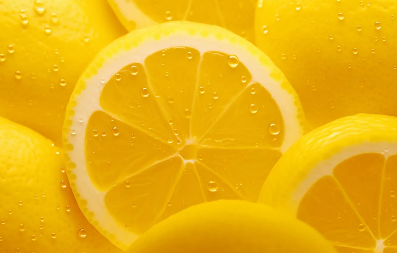 Wallpaper drops, macro, lemon, citrus, yellow background, lemons ...