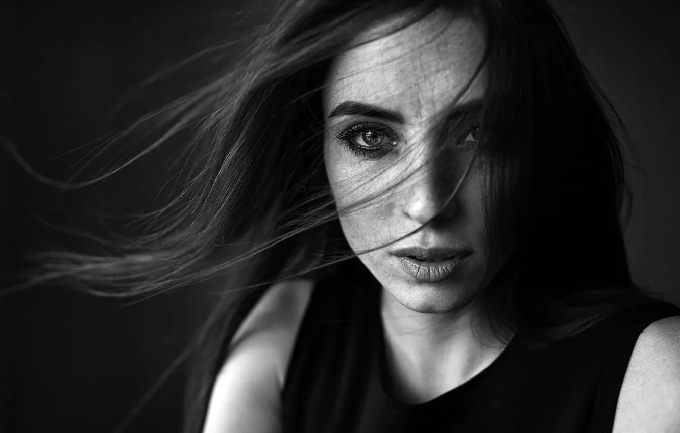 Wallpaper model, portrait, black and white, Nadya, Dmitry Sn for mobile ...