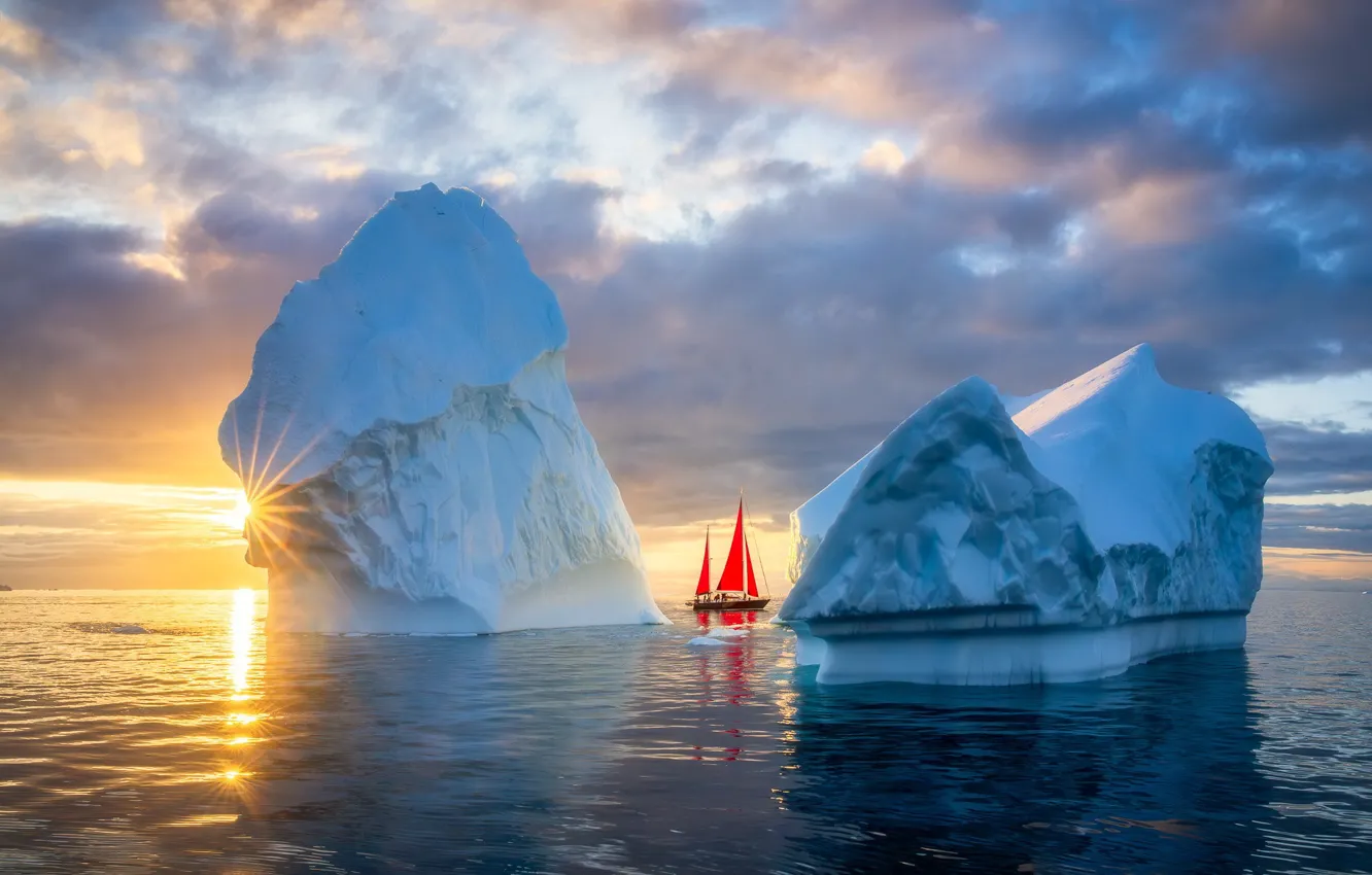 Wallpaper sea, ship, Aisberg for mobile and desktop, section пейзажи ...