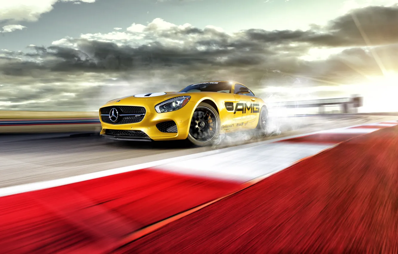 Wallpaper Mercedes-Benz, Race, AMG, Yellow, Smoke, Track, Drifting, GT ...