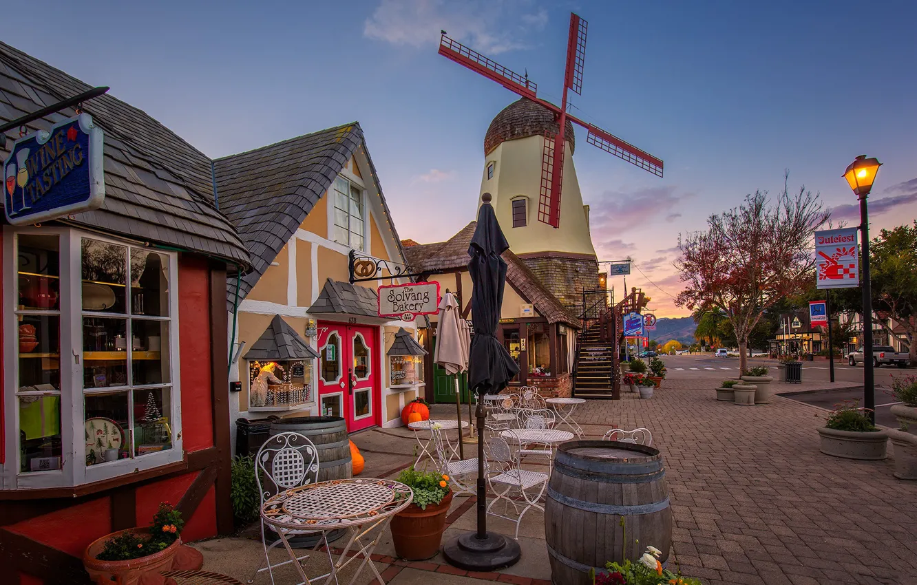 Wallpaper CA, USA, windmill, Solvang for mobile and desktop, section ...