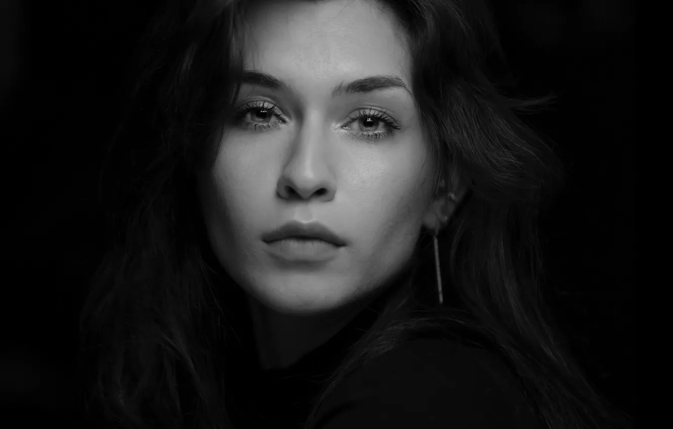 Wallpaper look, portrait, black and white, Olga, Dmitry Chernov for mobile and desktop, section ...