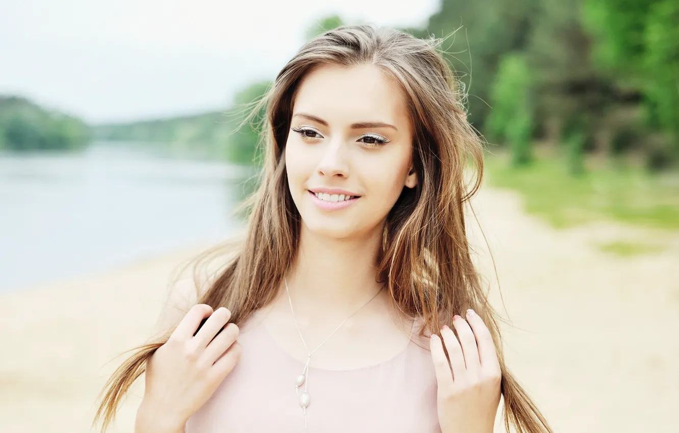 Wallpaper Summer Girl Face Smile Model Hair Beauty For Mobile And