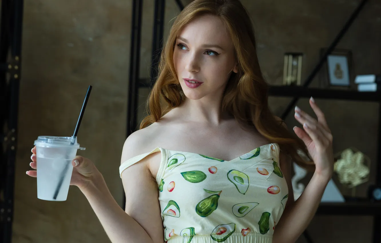 Wallpaper long hair, model, cup, redhead, gorgeous, posing, beautiful ...