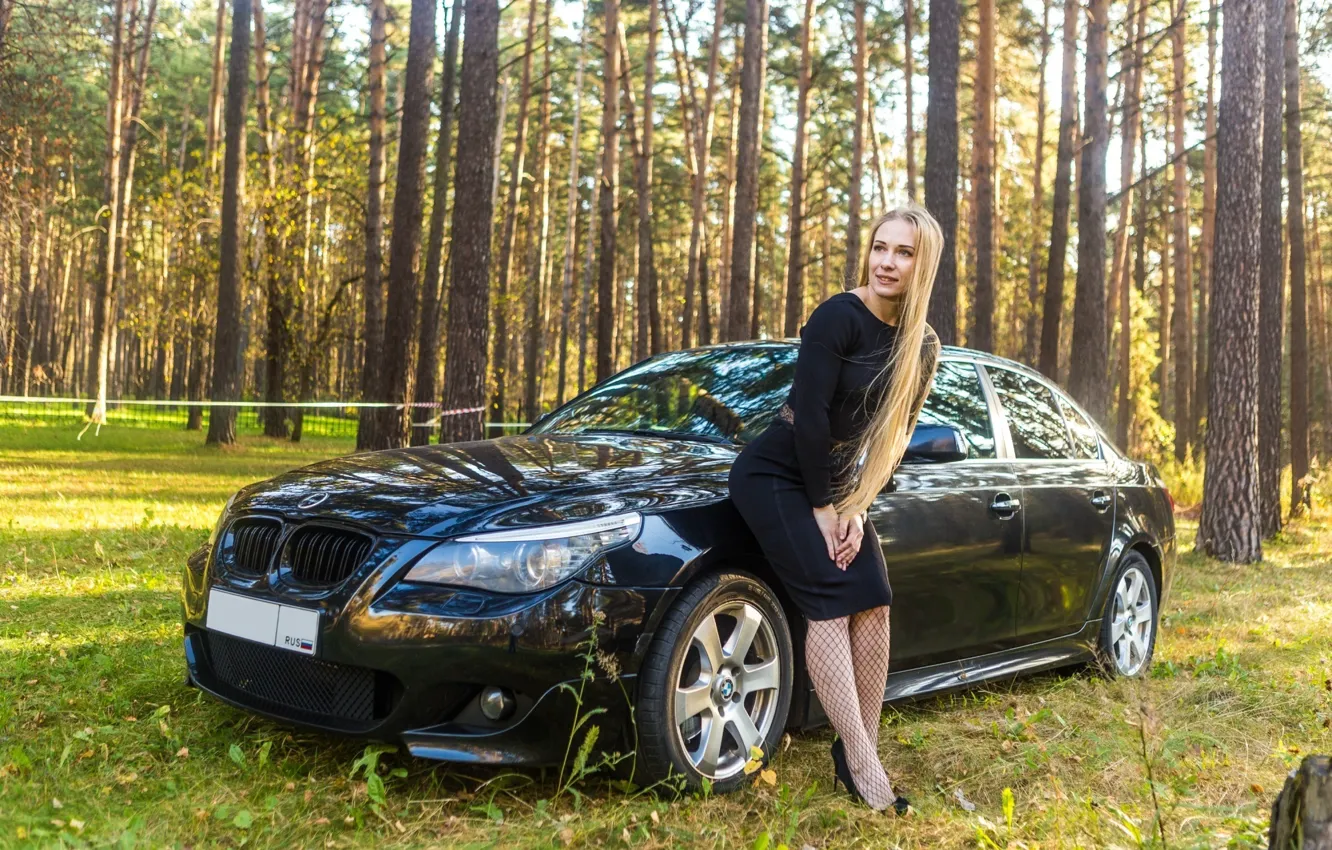 Wallpaper girl, BMW, beautiful girl, posing on the car, black car for ...