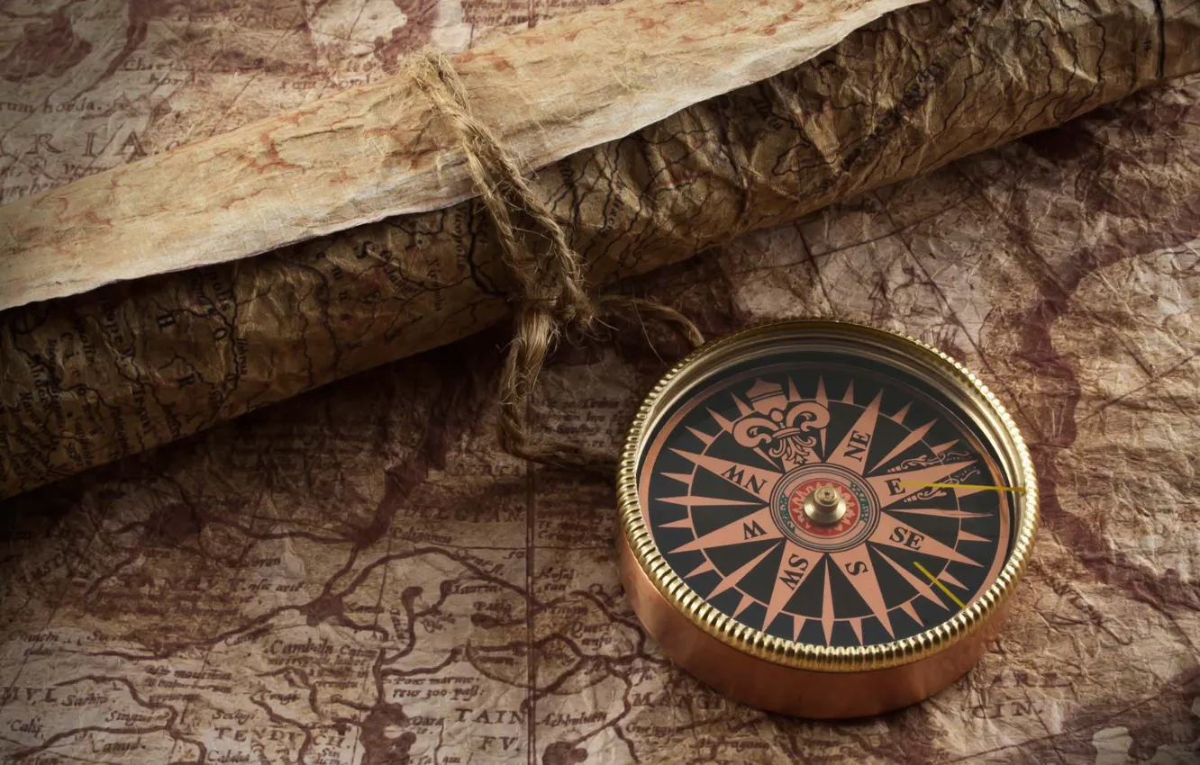 Wallpaper retro, Wallpaper, map, compass, string for mobile and desktop ...