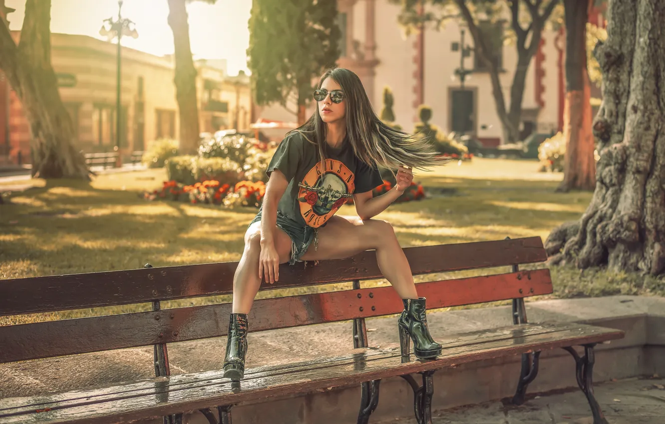Wallpaper girl, bench, Karly for mobile and desktop, section девушки ...