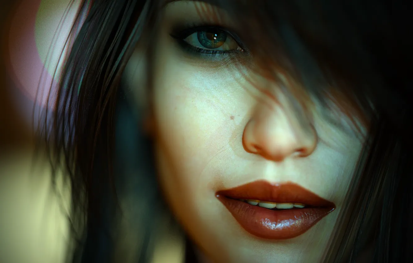 Wallpaper Girl Close Up Face Rendering Makeup For Mobile And