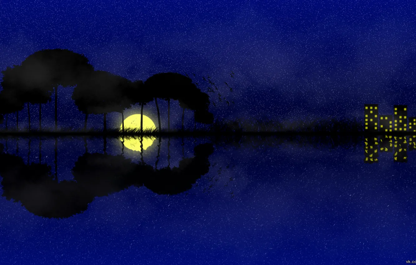 Wallpaper surrealism, The moon, interesting, night, nature, guitar for ...
