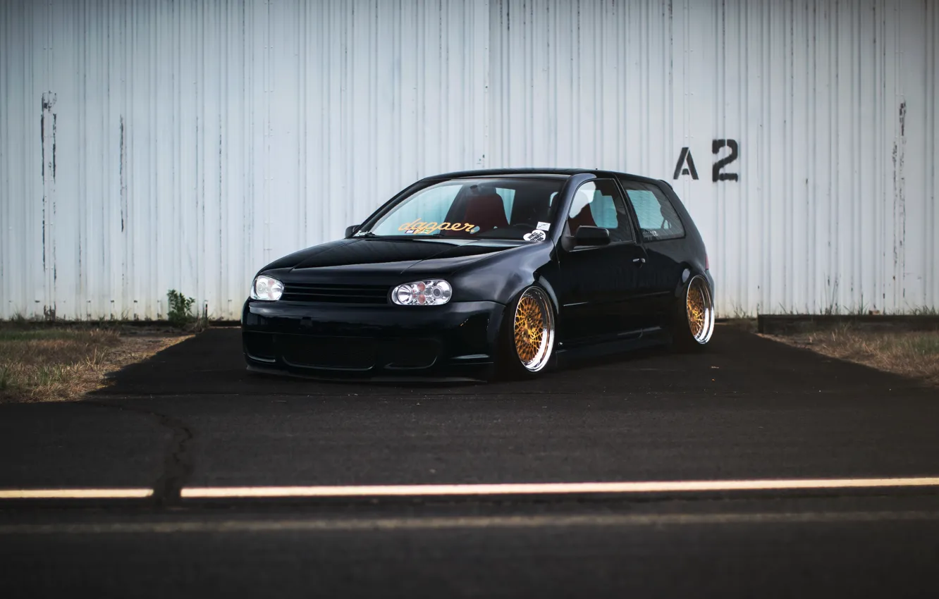 Wallpaper Volkswagen, R32, Black, Golf, Tuning, Low, Dapper images for ...