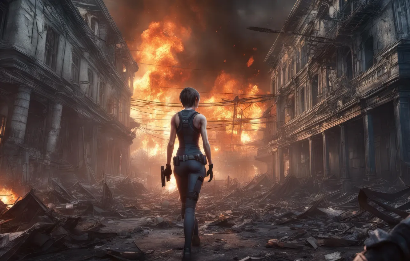 Wallpaper fire, fire, flame, street, Disaster, Resident Evil, Resident ...