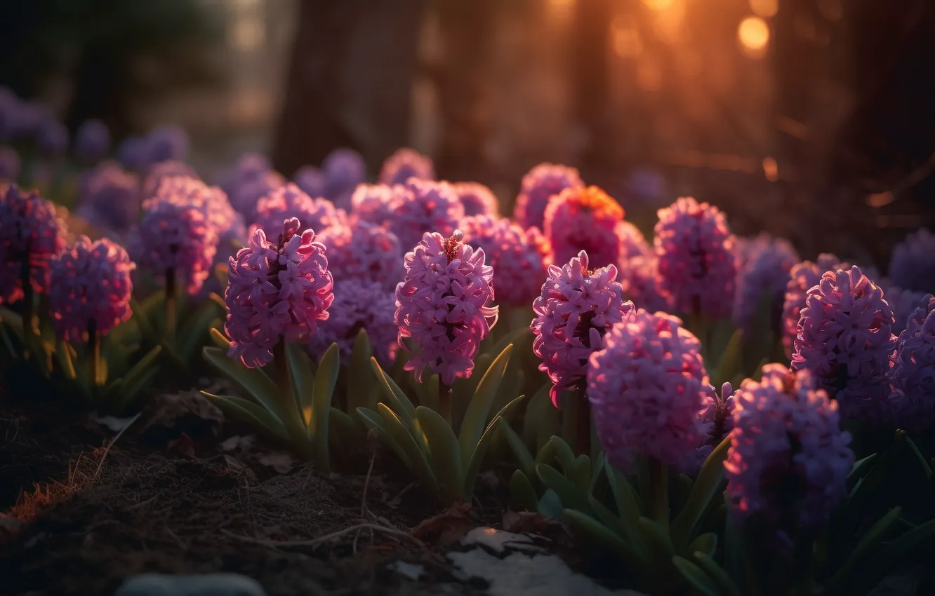 Wallpaper flowers, spring, hyacinths, AI art, neural network for mobile ...