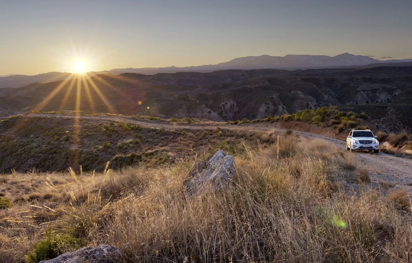 Wallpaper road, white, the sky, Mercedes-Benz, jeep, Mercedes, GLK, the ...