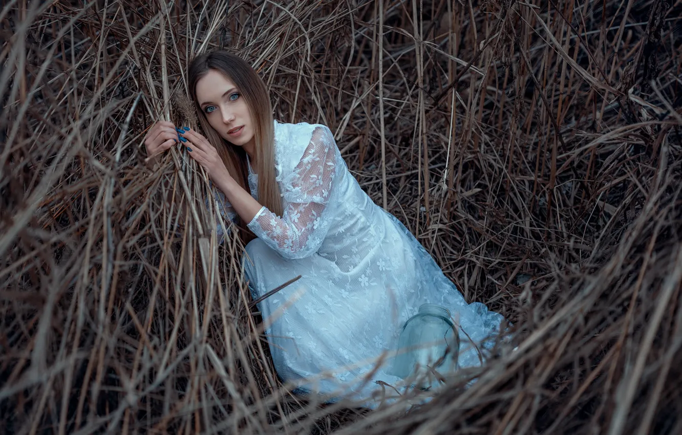 Wallpaper look, girl, pose, reed, white dress, Acts Novels for mobile ...