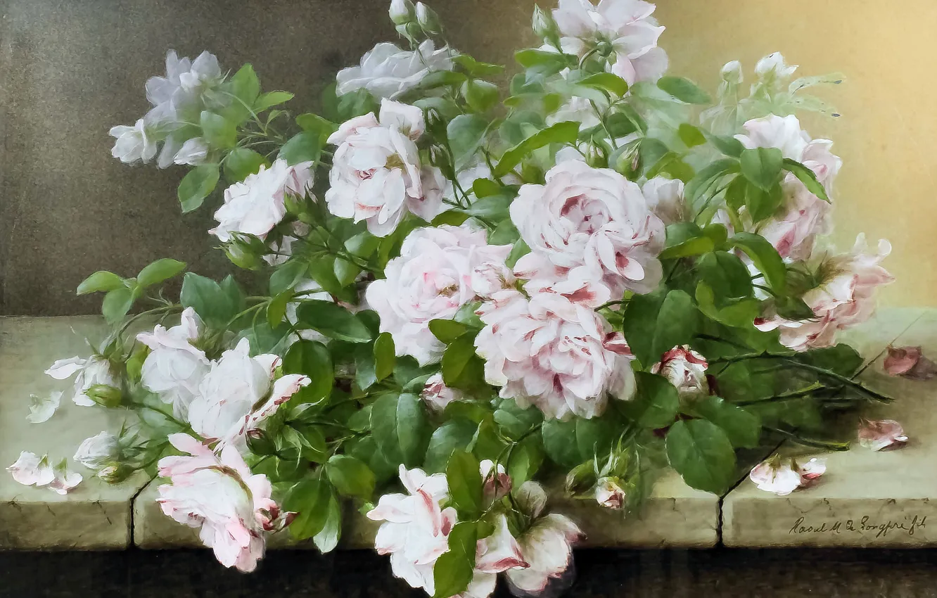 Wallpaper flowers, roses, bouquet, still life, Raul Maucherat de ...