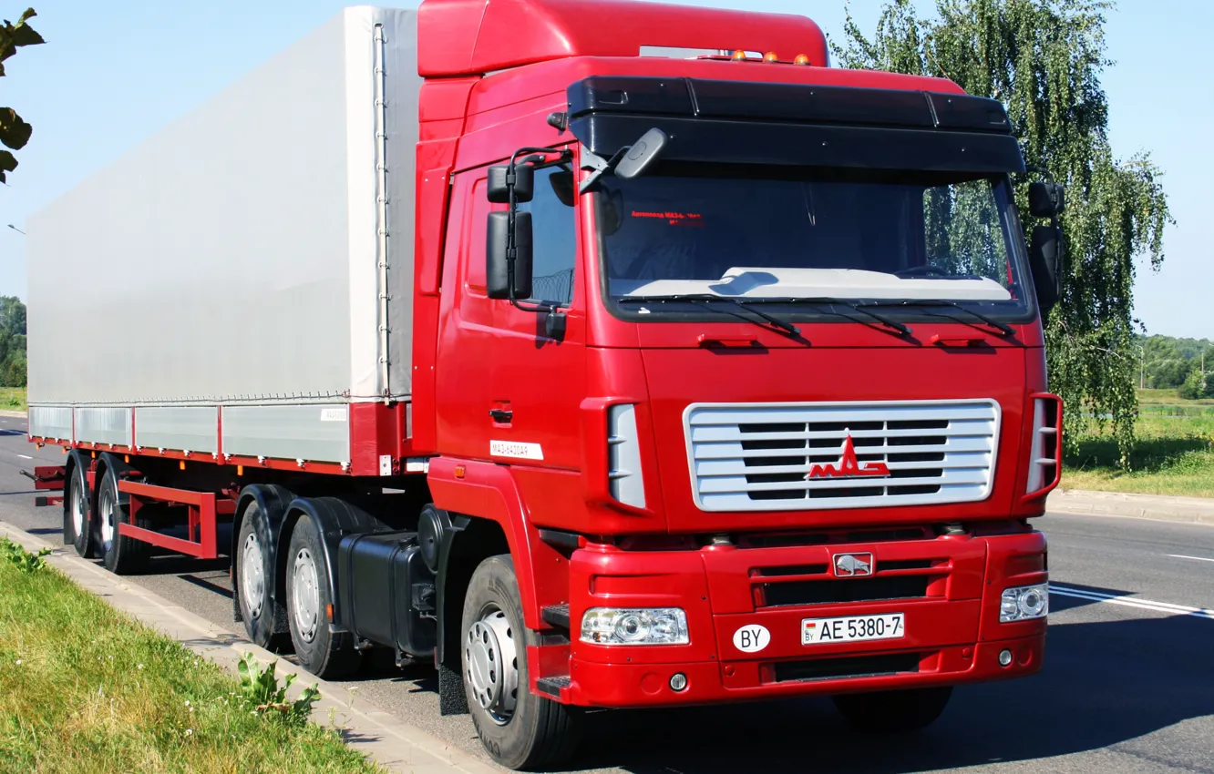 Wallpaper Red, Truck, Red, Truck, The truck, MAZ, MAZ, MAZ 6430 images for desktop, section ...