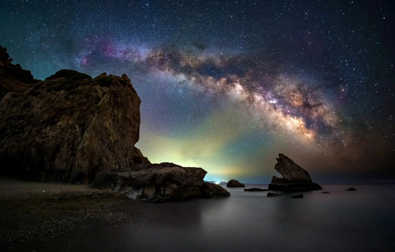 Wallpaper Greece, the milky way, starry sky, Milky Way, Greece, starry sky, Crete, Crete for ...
