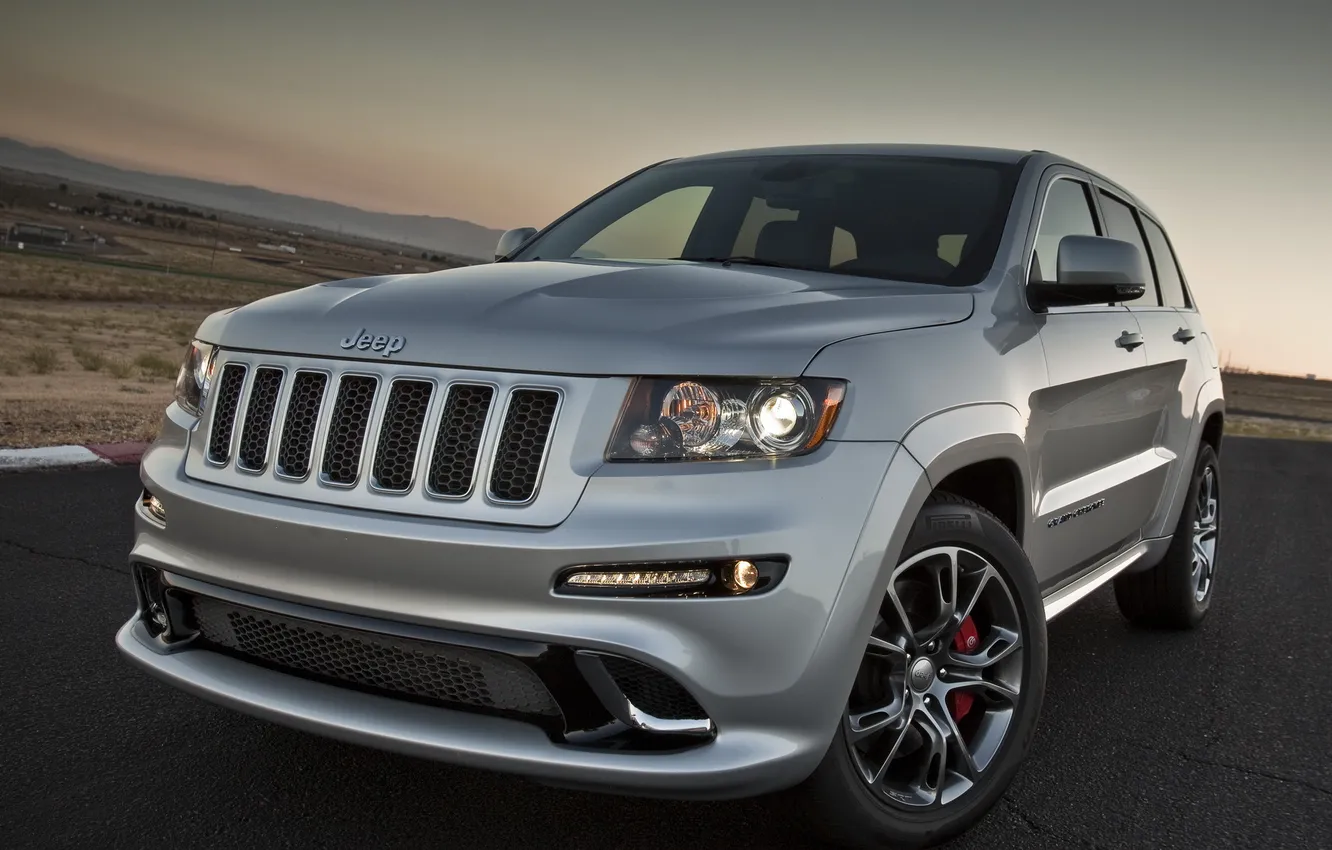 Wallpaper silver, jeep, SRT8, the front part, Jeep, Grand Cherokee ...