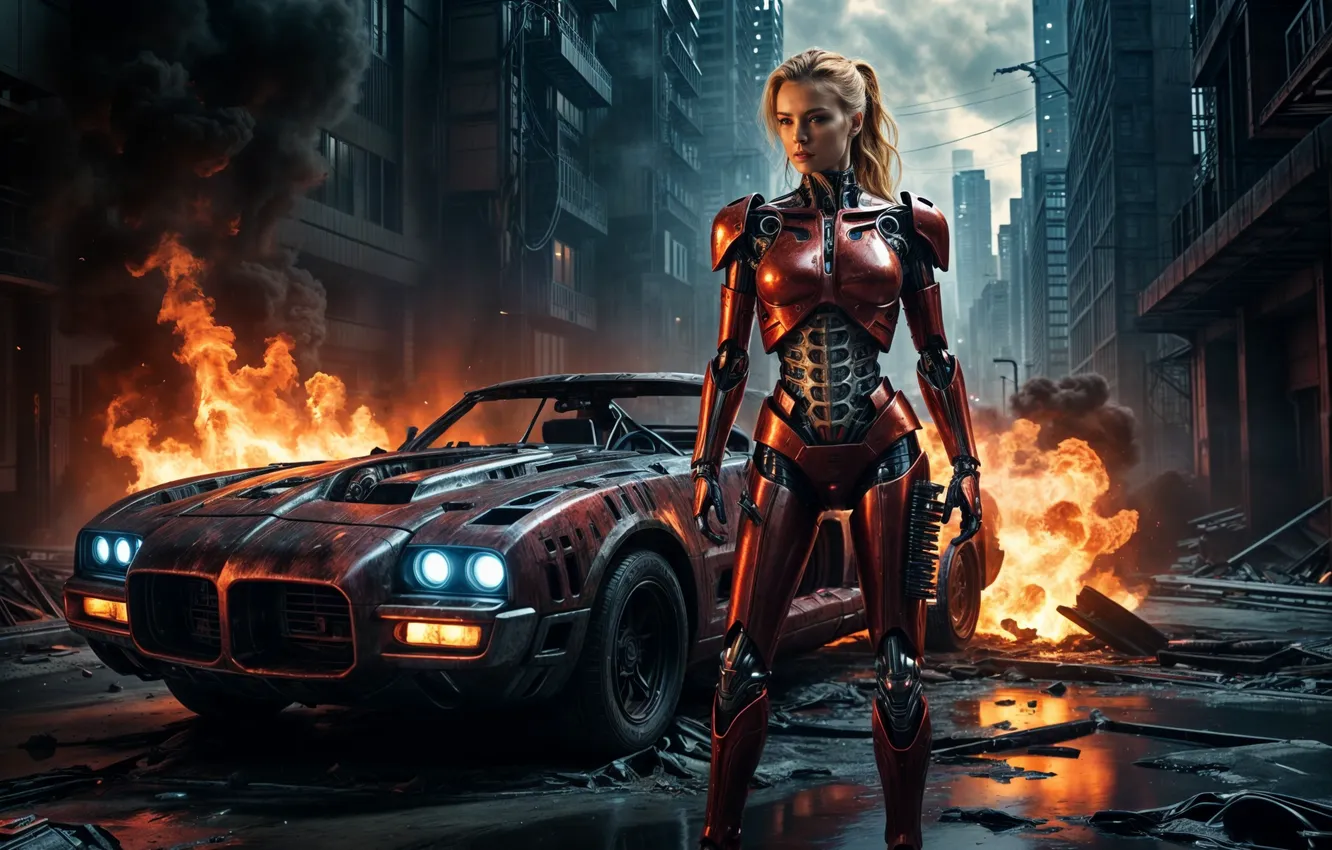 Wallpaper girl, Kristanna Loki, terminator, the image is generated by ...