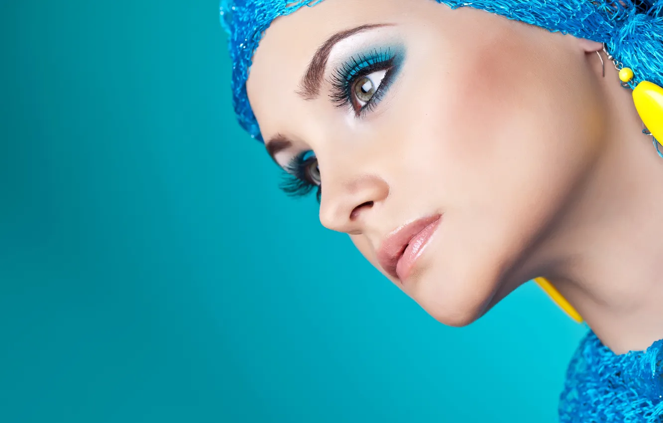 Wallpaper look, eyelashes, style, background, earrings, girl. model ...