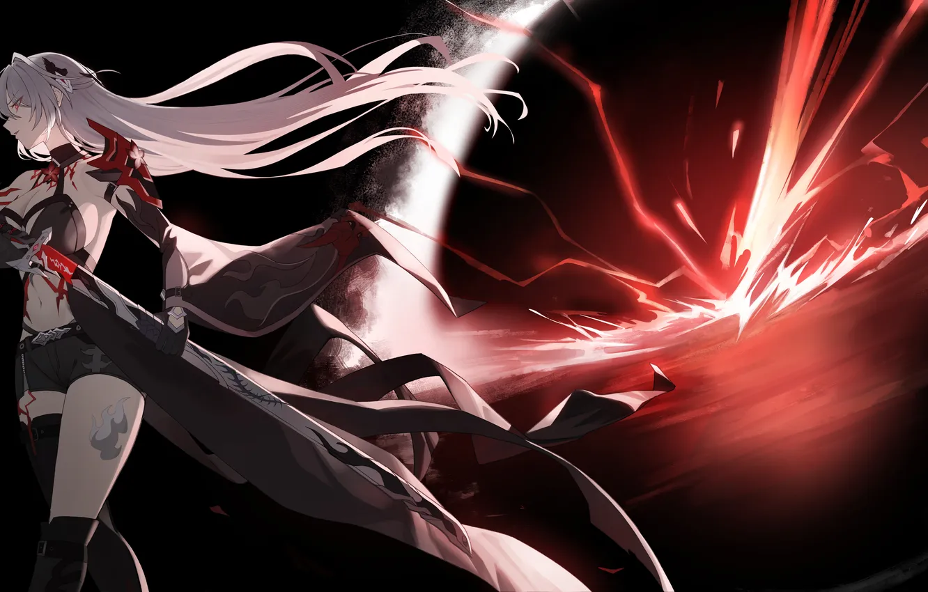 Wallpaper girl, the explosion, weapons, lightning, fantasy, Acheron ...