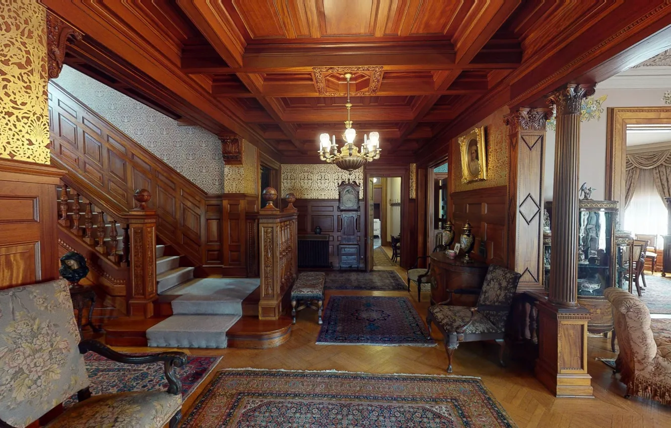 Wallpaper design, style, castle, interior, ladder, hall, the lobby ...