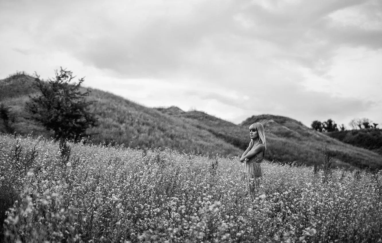 Wallpaper Landscape B W Hills Field Girl Photographer Martin
